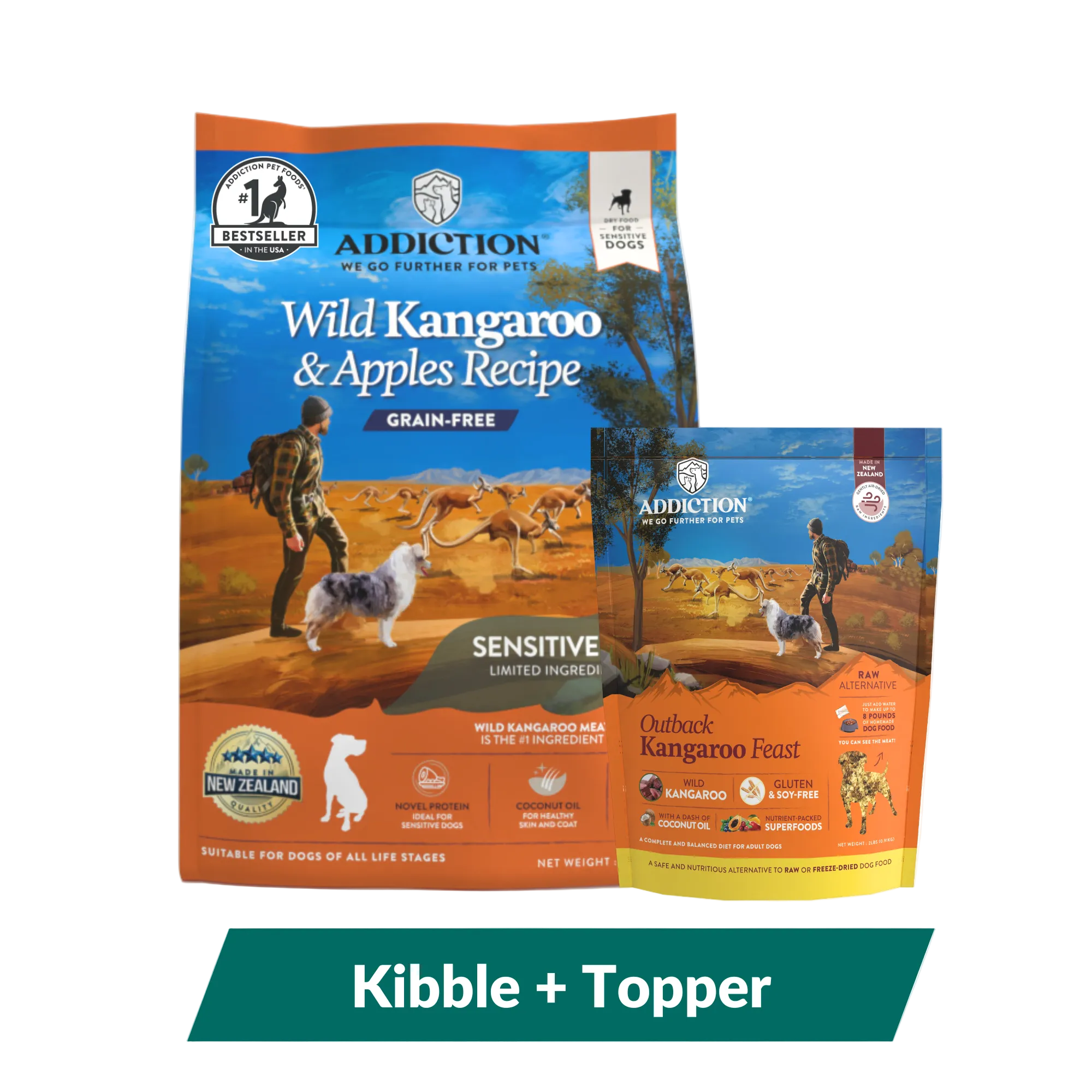 Addiction Air-Dried & Kibble Kangaroo Dog Food Bundle – Addiction Pet ...